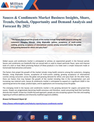 Sauces & Condiments Market Business Insights, Share, Trends, Outlook ...