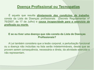 Doença Profissional e Doença do Trabalho | PPTX