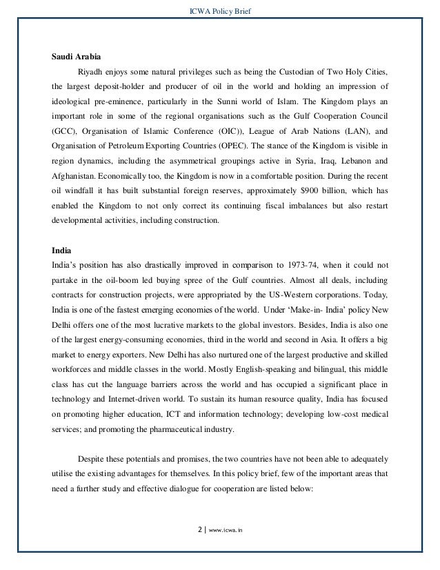 India-Saudi arabia Relations: Some Policy Suggestions