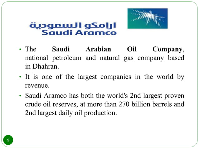Saudi arabia and Saudi Arabian Oil Company | PPTX | Commodities | Economy
