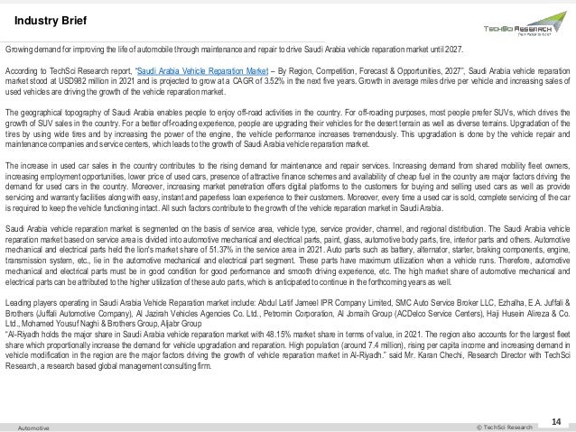 Saudi Arabia Vehicle Reparation Market 2027 | PPTX