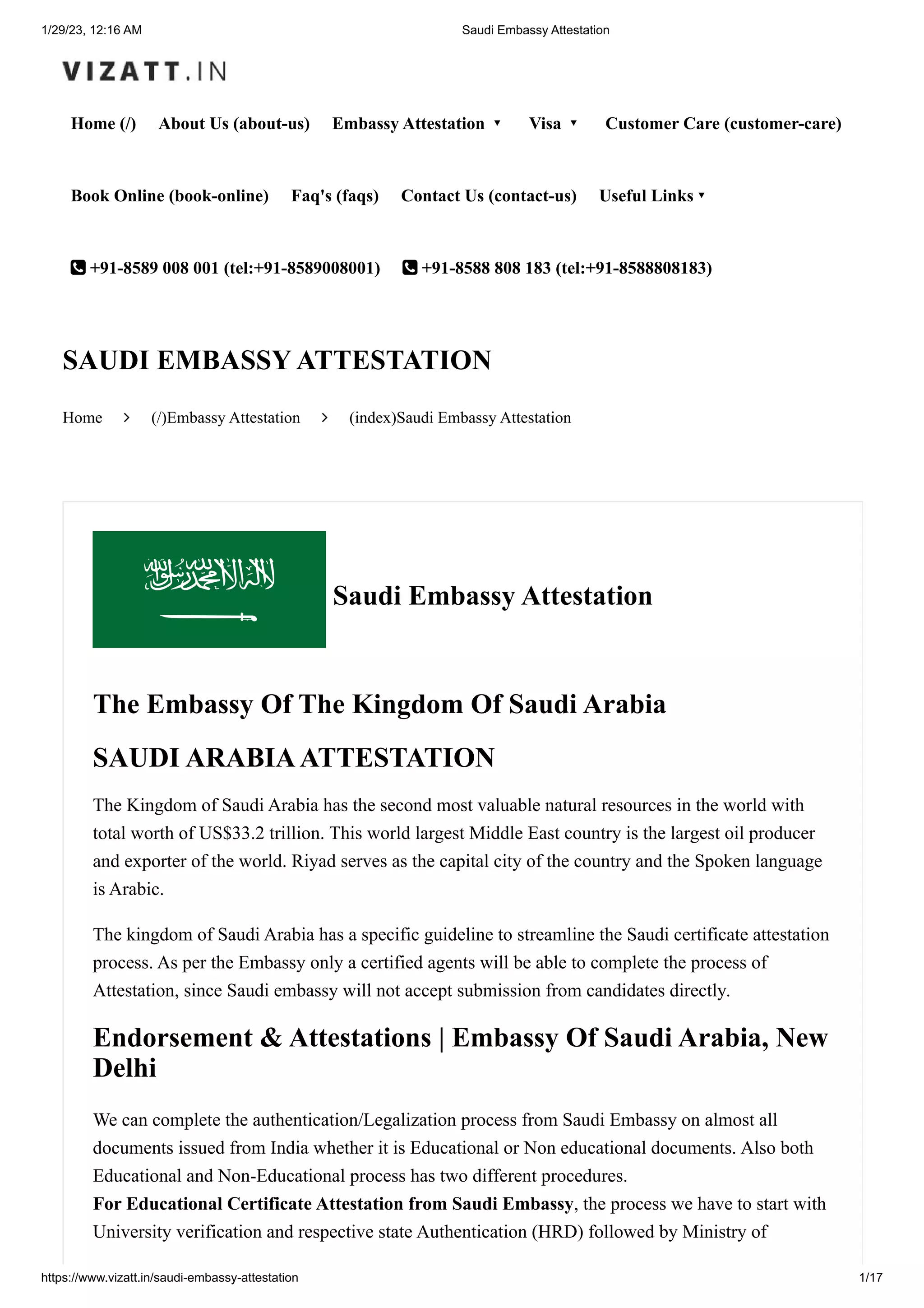 Certificate Attestation for Saudi | Saudi Attestation | Vizatt ...