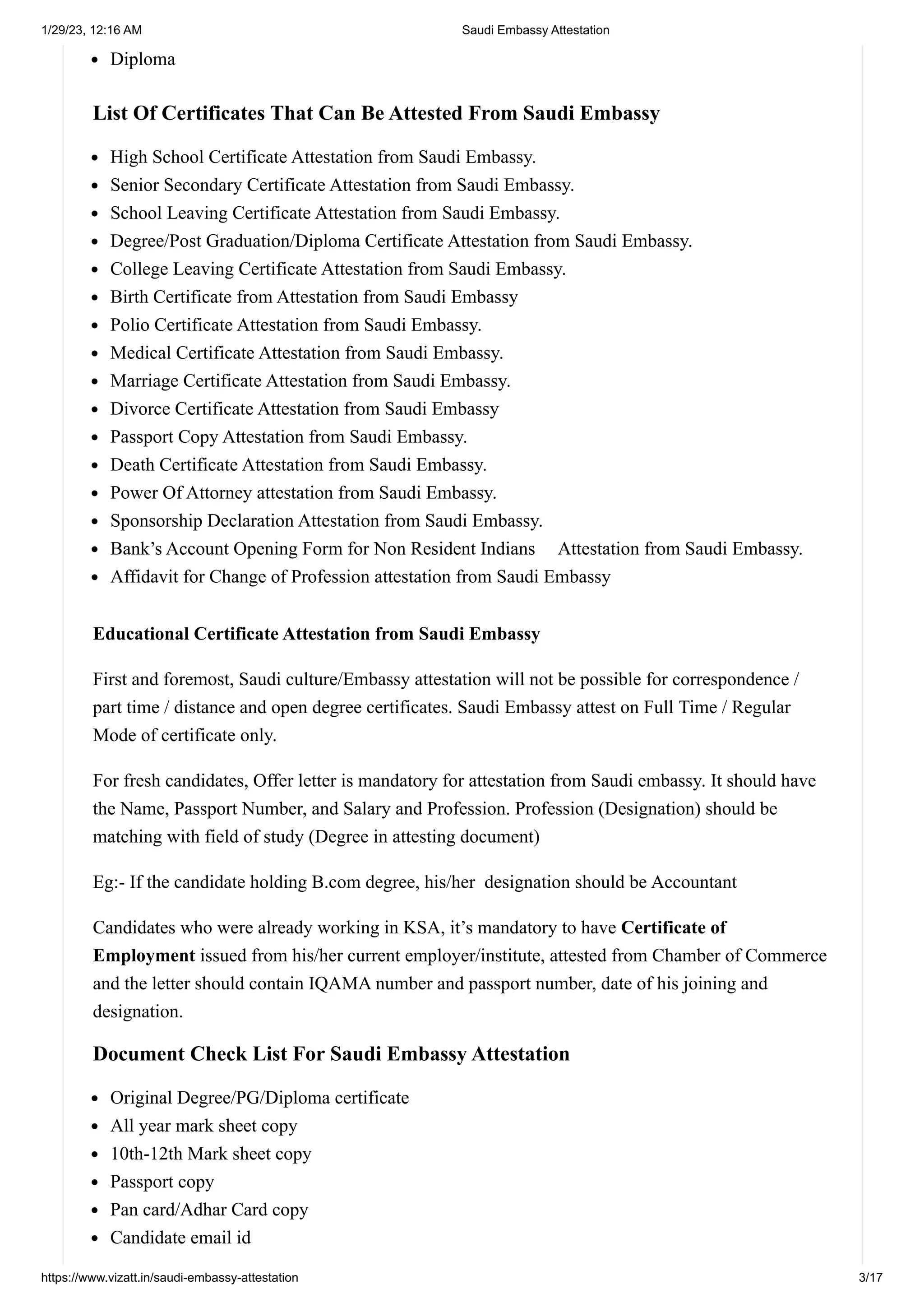 Certificate Attestation for Saudi | Saudi Attestation | Vizatt ...