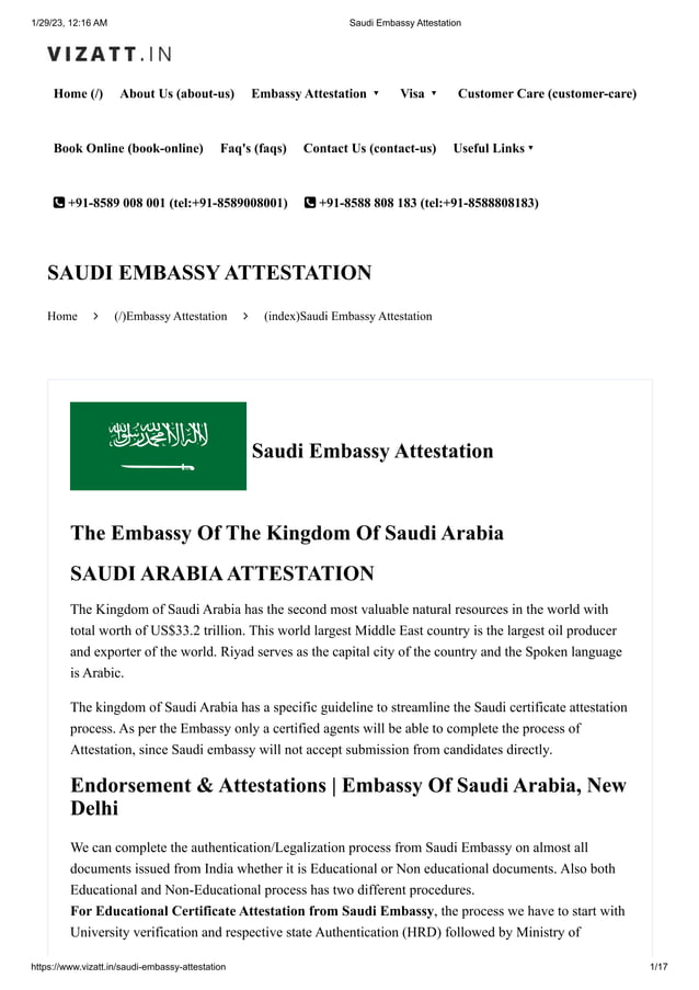 Certificate Attestation for Saudi | Saudi Attestation | Vizatt ...
