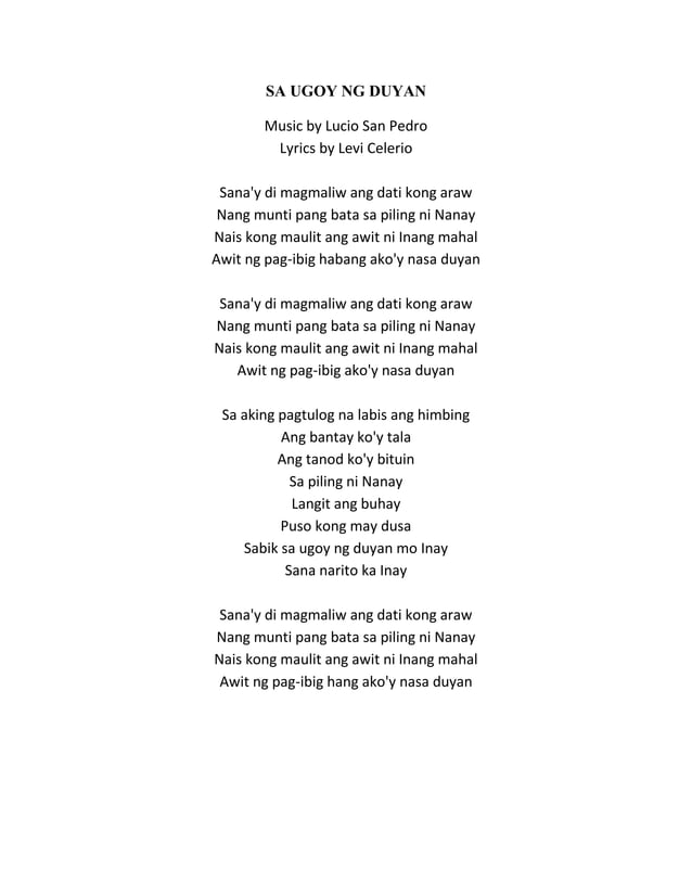 Sa ugoy ng duyan | DOCX