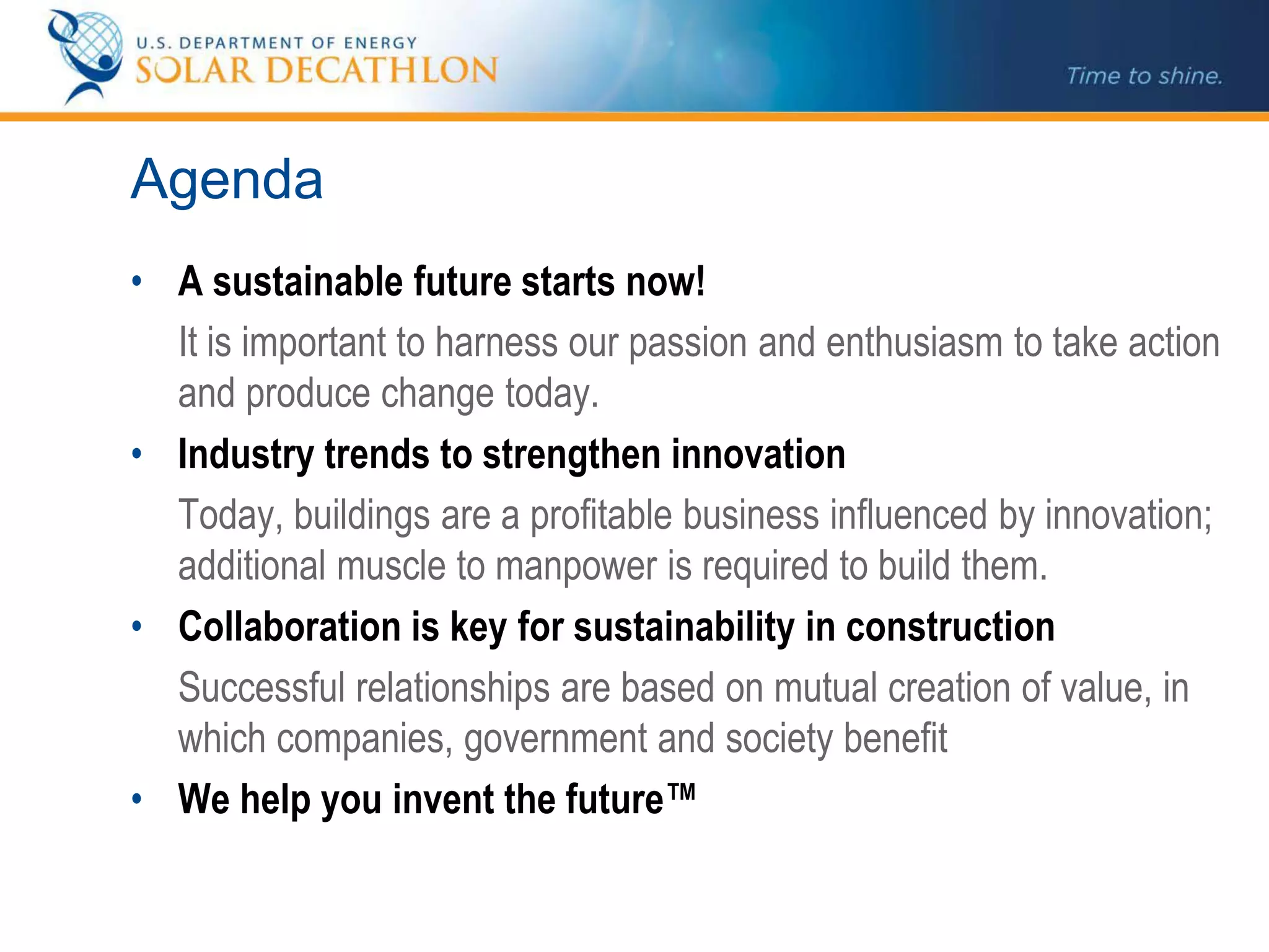 Building a More Sustainable Future - Solar Decathlon | PPT