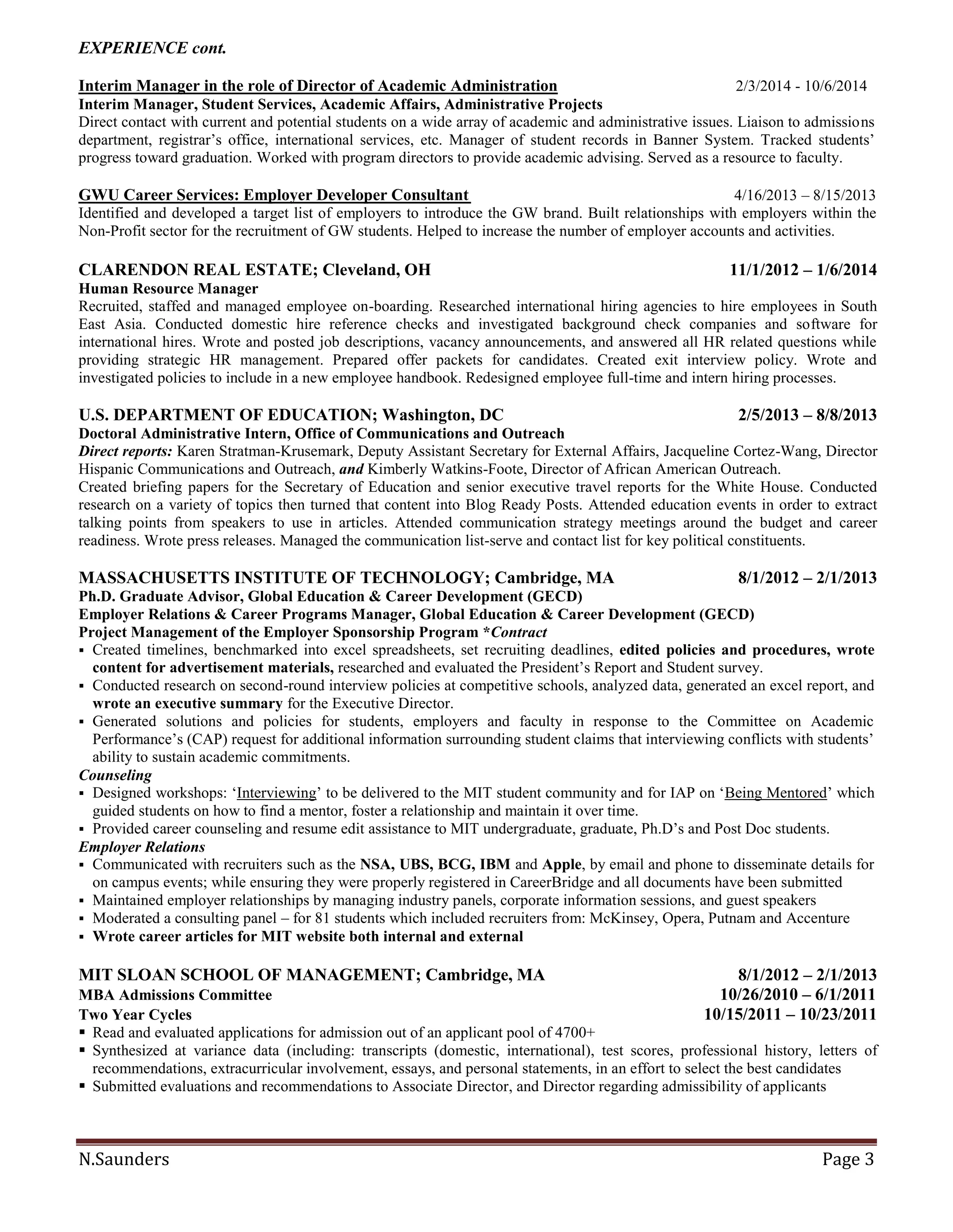 Natascha F. Saunders Resume | PDF