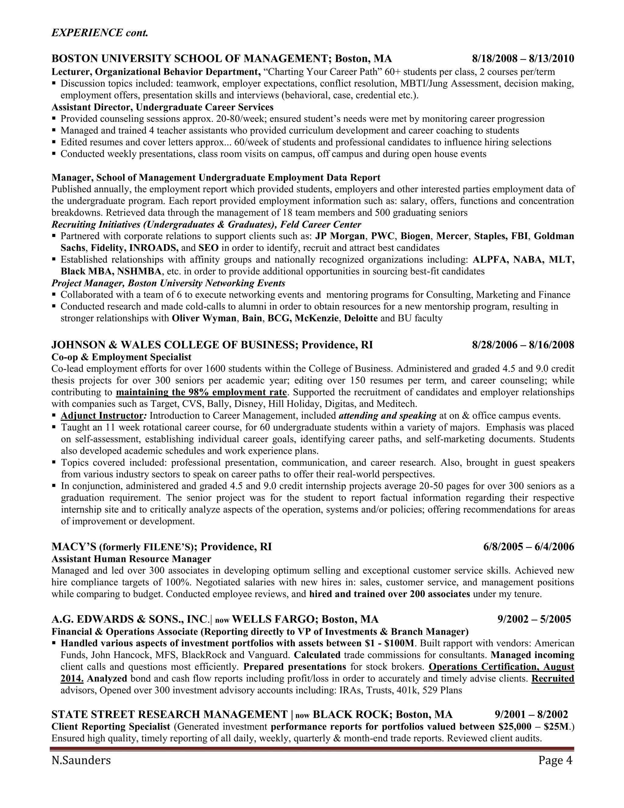 Natascha F. Saunders Resume | PDF