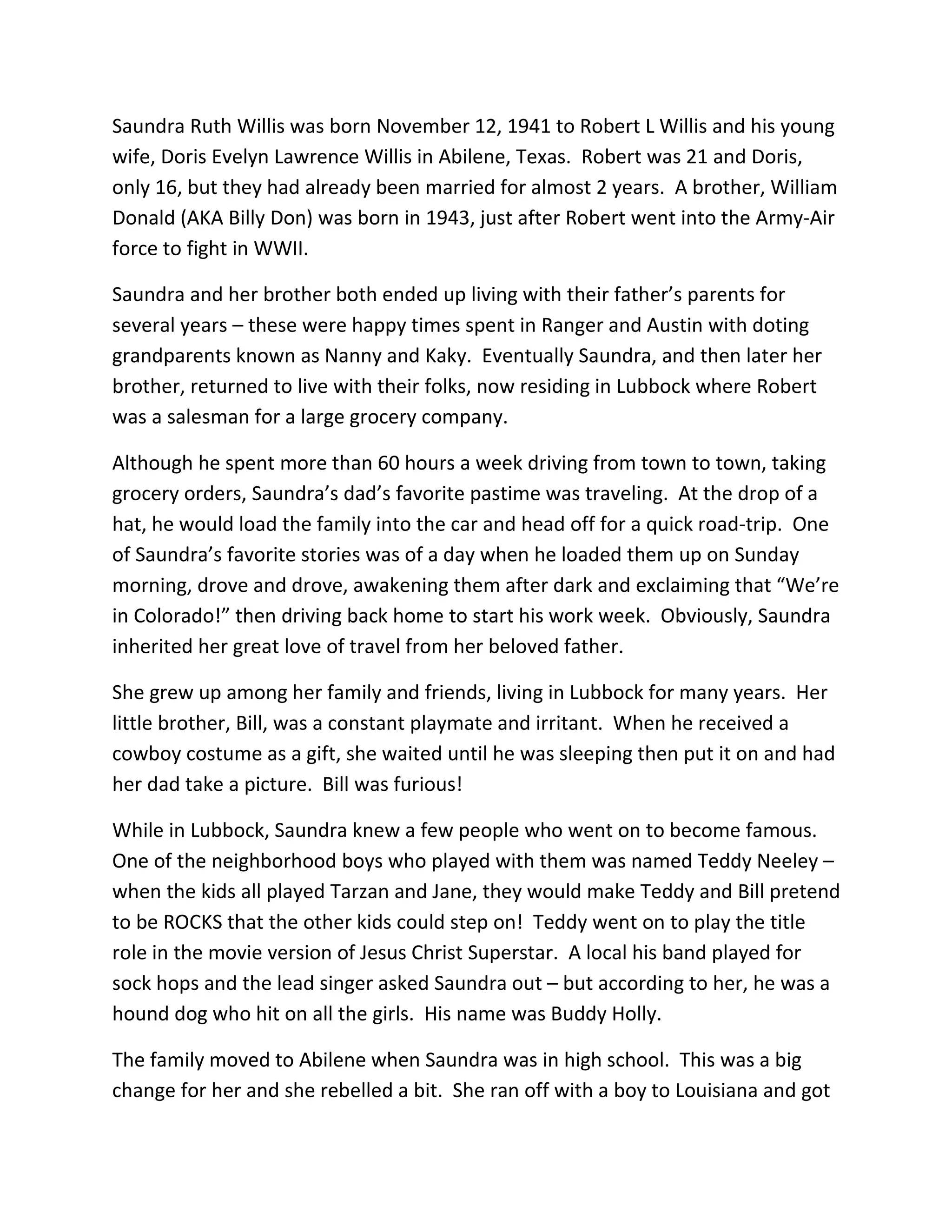 Saundra Memorial slide show script | DOC