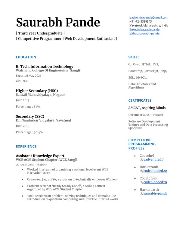 Saurabh Pande-resume | PDF | Programming Languages | Computing