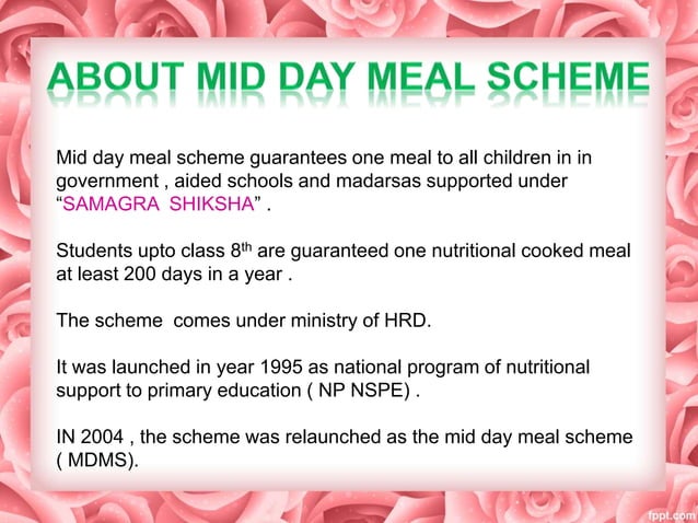 MID DAY MEAL SCHEME | PDF | Nutrition | Healthy Living