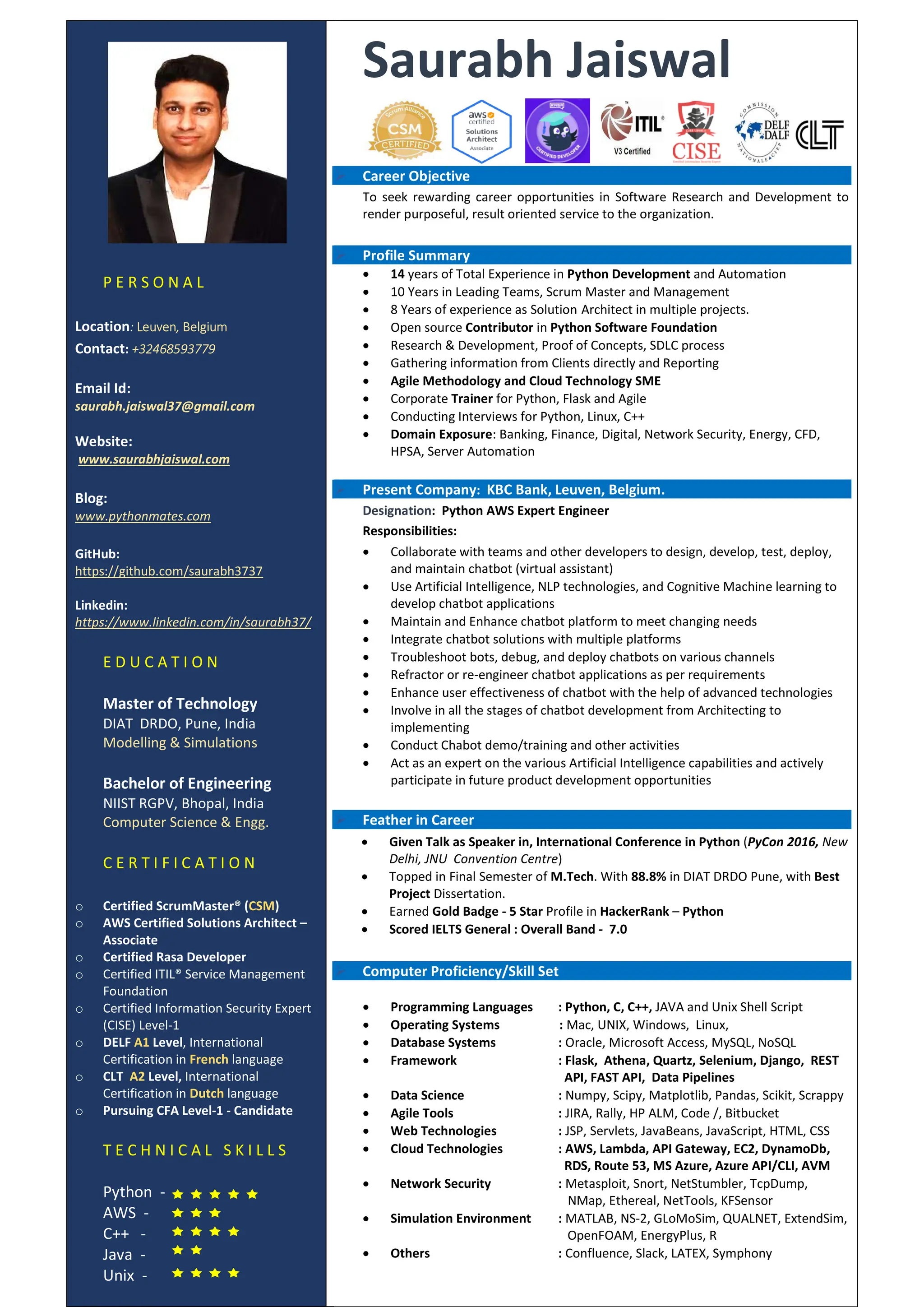 Python AWS Expert Engineer (Consultant/Freelancer) | PDF