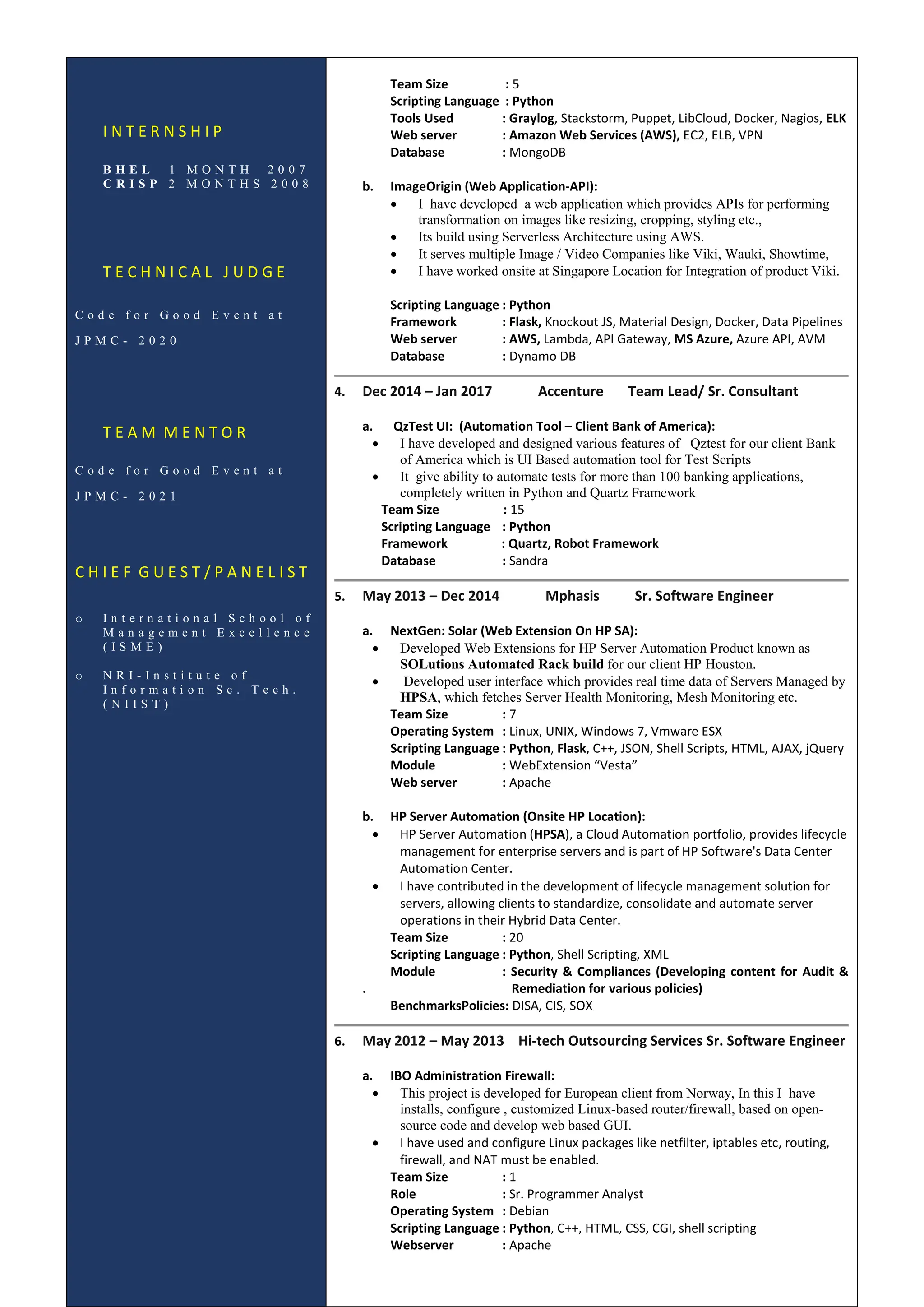 Python AWS Expert Engineer (Consultant/Freelancer) | PDF