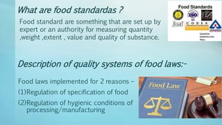 Indian and international standards for food products | PPTX