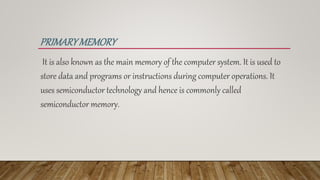COMPUTER MEMORY | PPTX