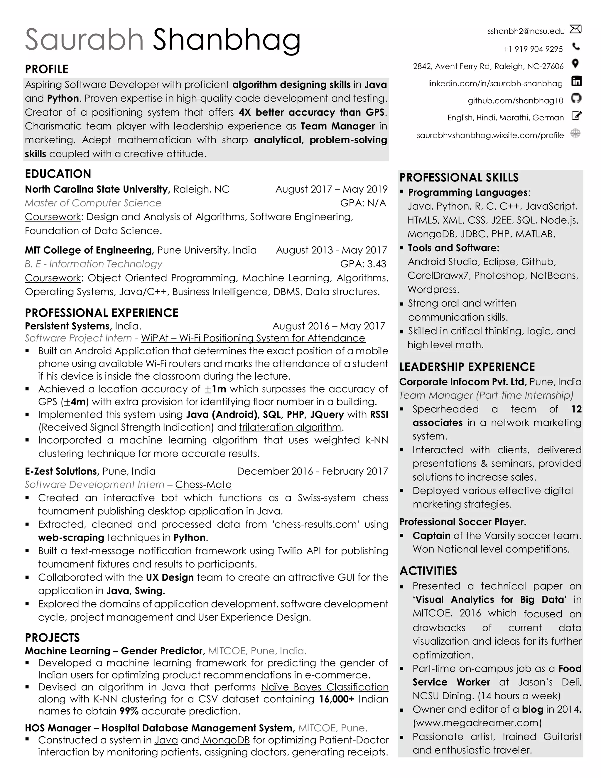 Saurabh shanbhag resume | PDF