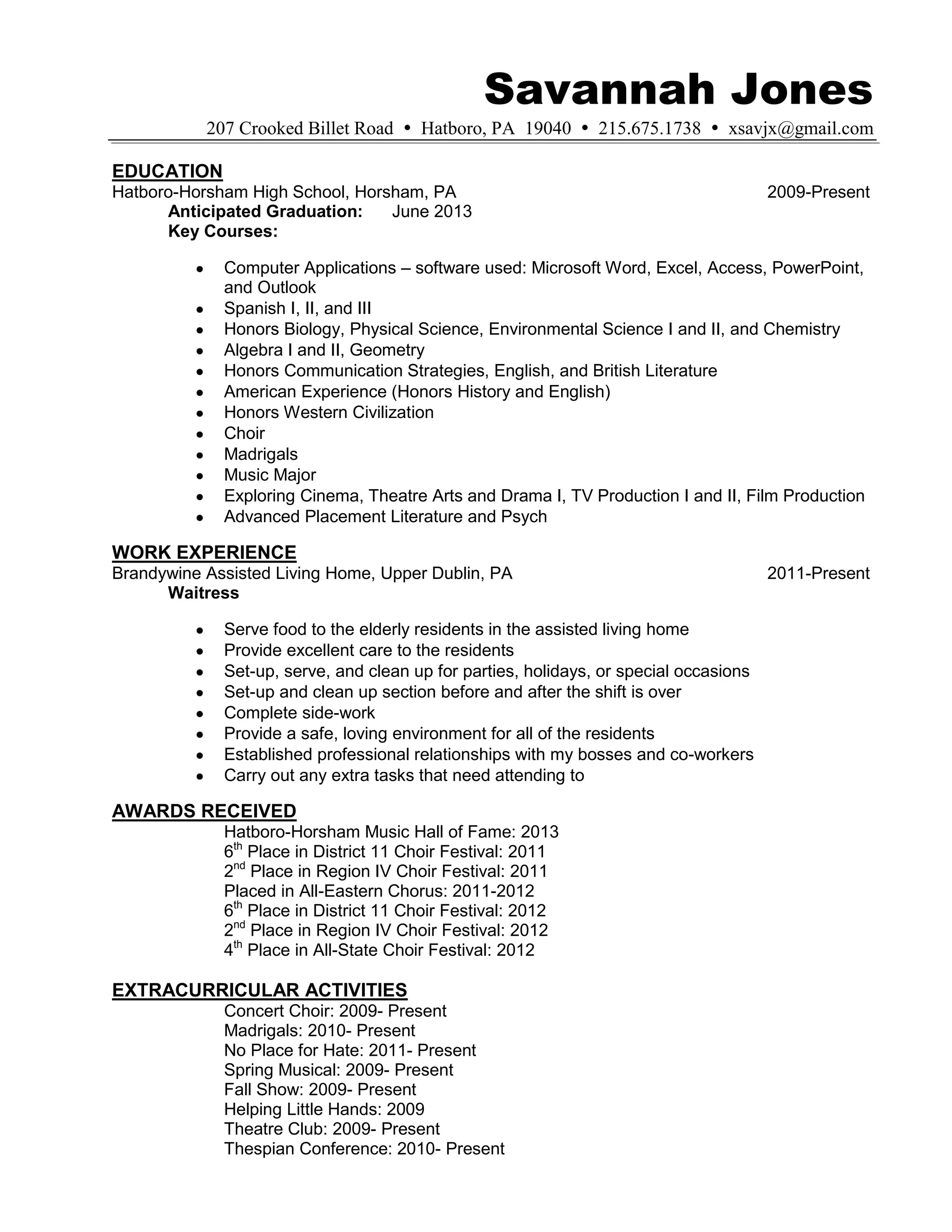 Savannah Jones Resume | DOCX