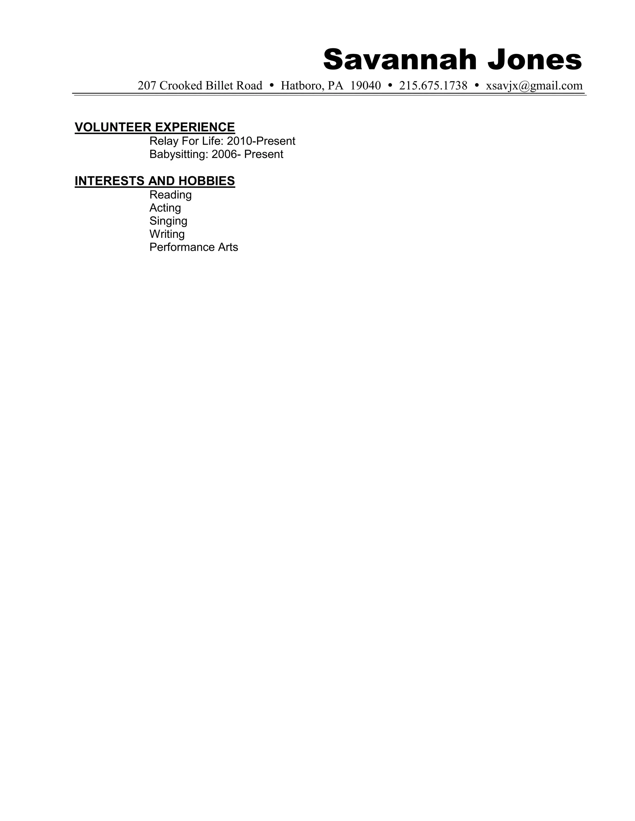 Savannah Jones Resume | DOCX