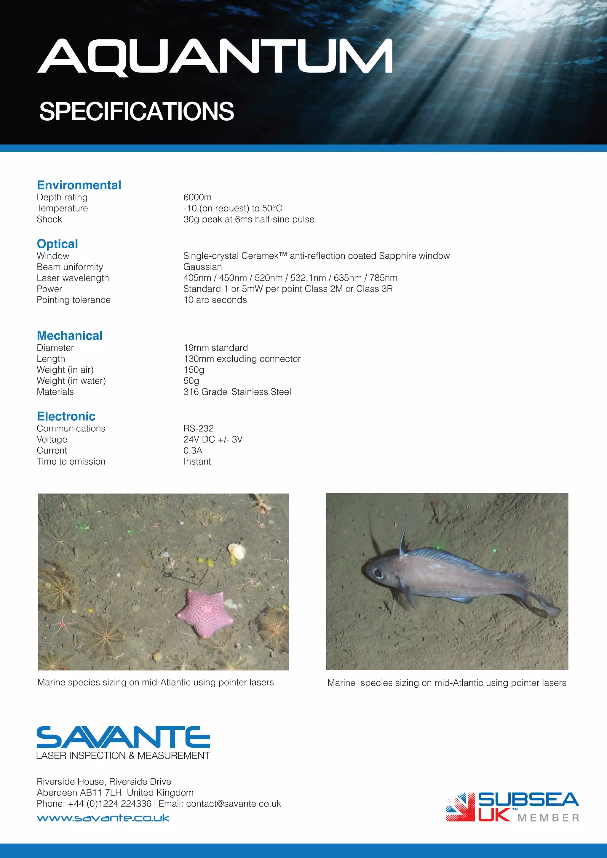 Savante Subsea and Underwater Lasers: Aquantum Laser Pointer | PDF
