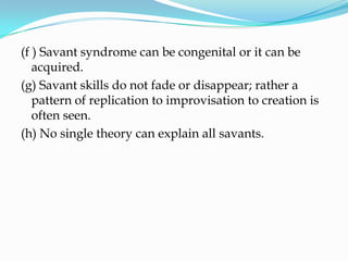 Savant syndrome gtc | PPTX