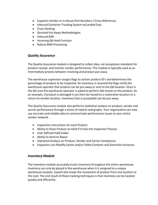 Savant Wms Overview | PDF