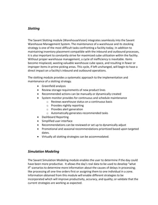 Savant WMS Overview | PDF
