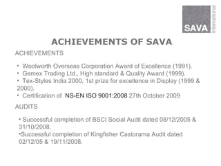 Sava International Company Profile | PPT