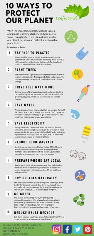 10 possible ways to save our Planet - Infographic | PDF | Indoor ...