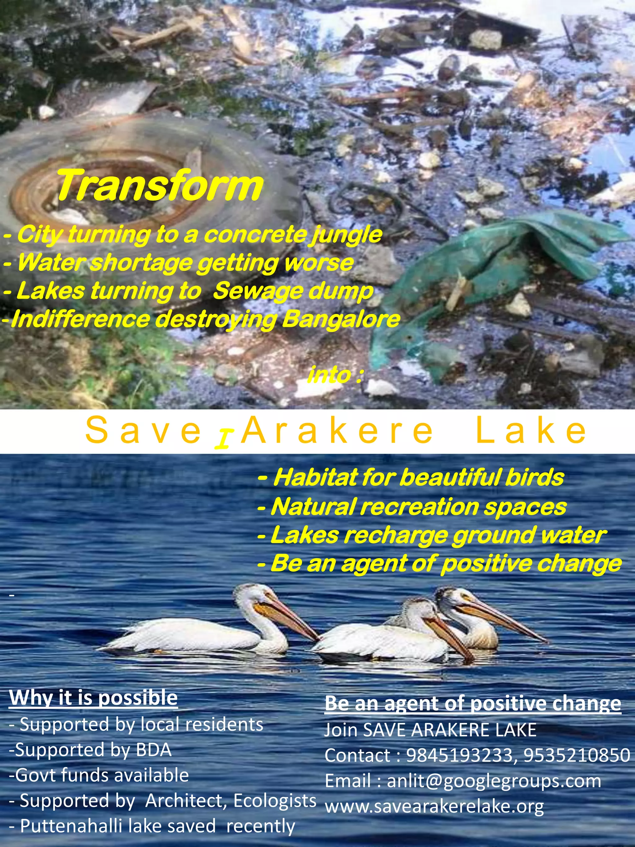 Save arakere lake flyer v2 | PDF