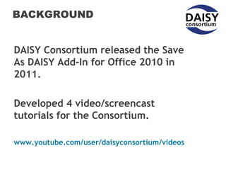 Save as DAISY Add-in Presentation | PPT