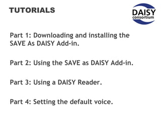 Save as DAISY Add-in Presentation | PPT