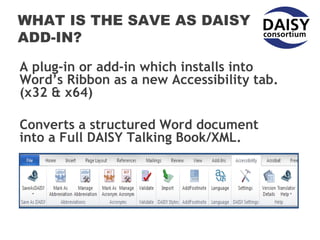 Save as DAISY Add-in Presentation | PPT