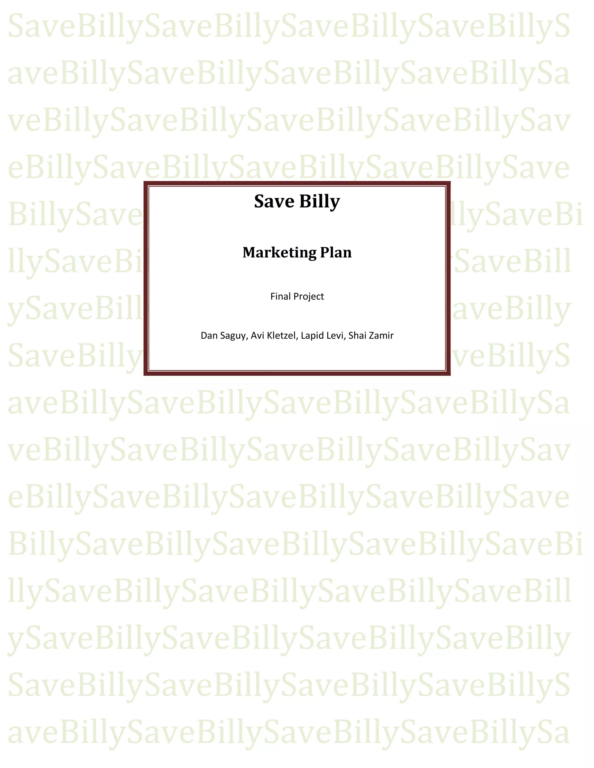 Save billy marketing plan | PDF