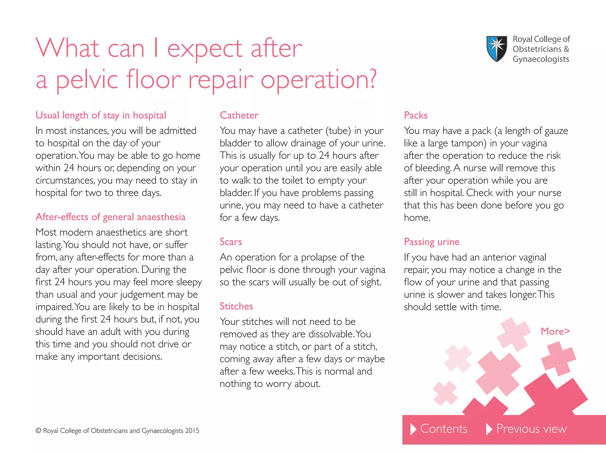 Information For You After a Pelvic Floor Repair Operation | PDF