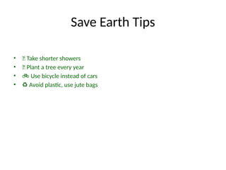 Save_Earth_Creative_PPT.pptxwww.com save earth | PPTX