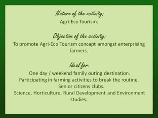 Agro Tourism | Eco Tourism | Save Farm | PDF
