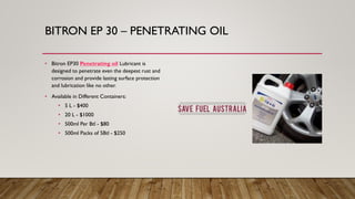 Save fuel Australia oil additives Australia | PPT