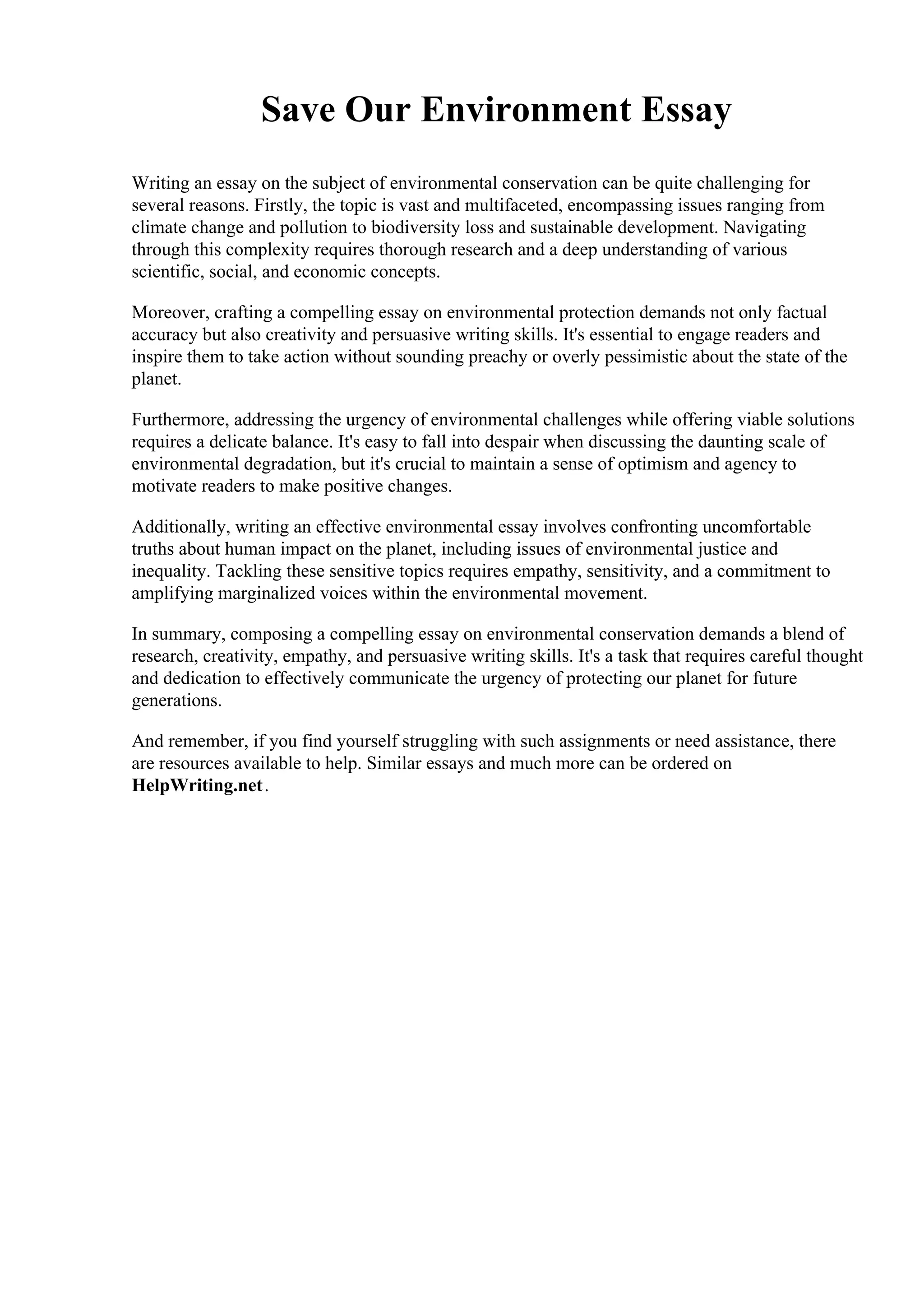 Save Our Environment Essay.pdf