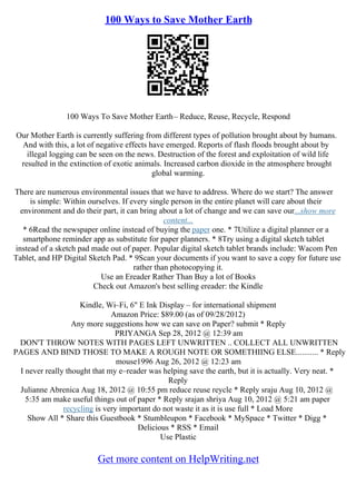 Save Planet Earth Essay | PDF