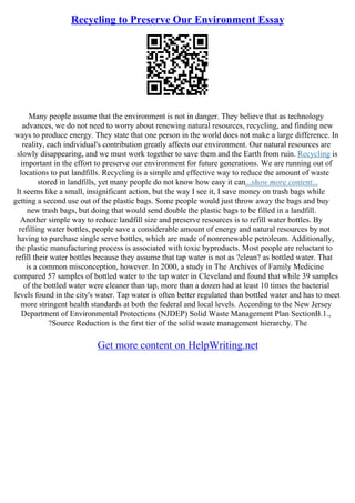 Save Planet Earth Essay | PDF