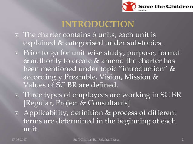 Staff Charter Bal Raksha Bharat, | PPT