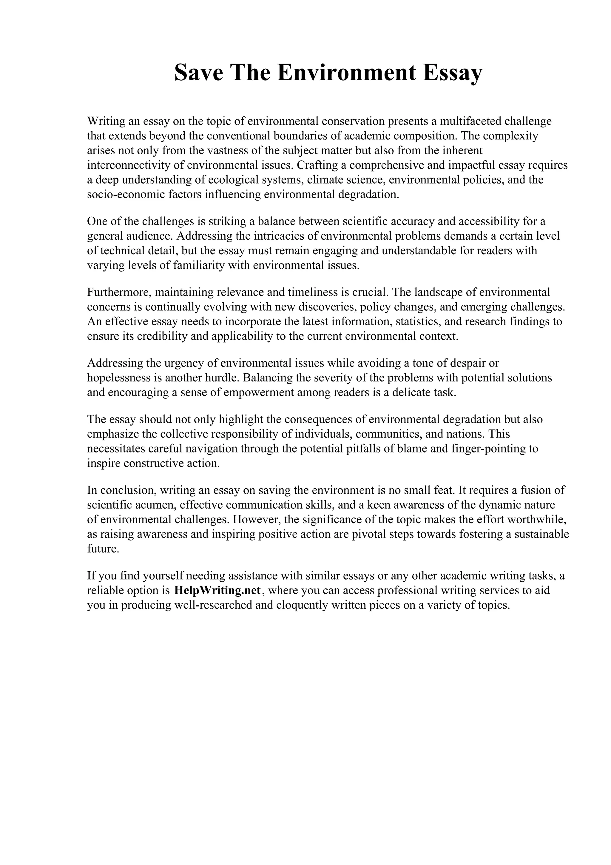 Save The Environment Essay.pdf