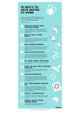 How to Save water at home infographic | PDF