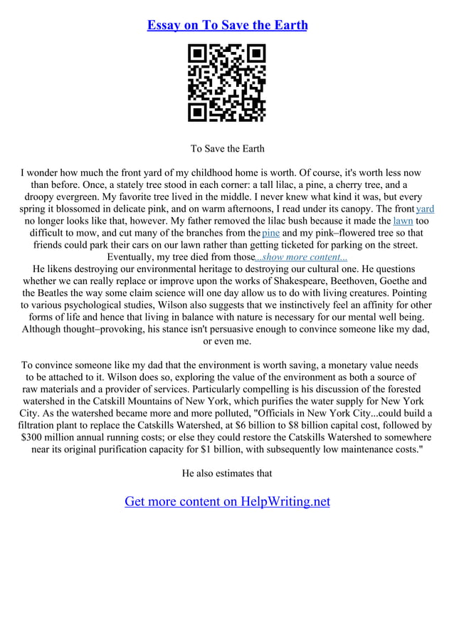 Save Water Save Earth Essay | PDF