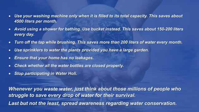 Save water save life | PPTX | Water Services | Home Utilities