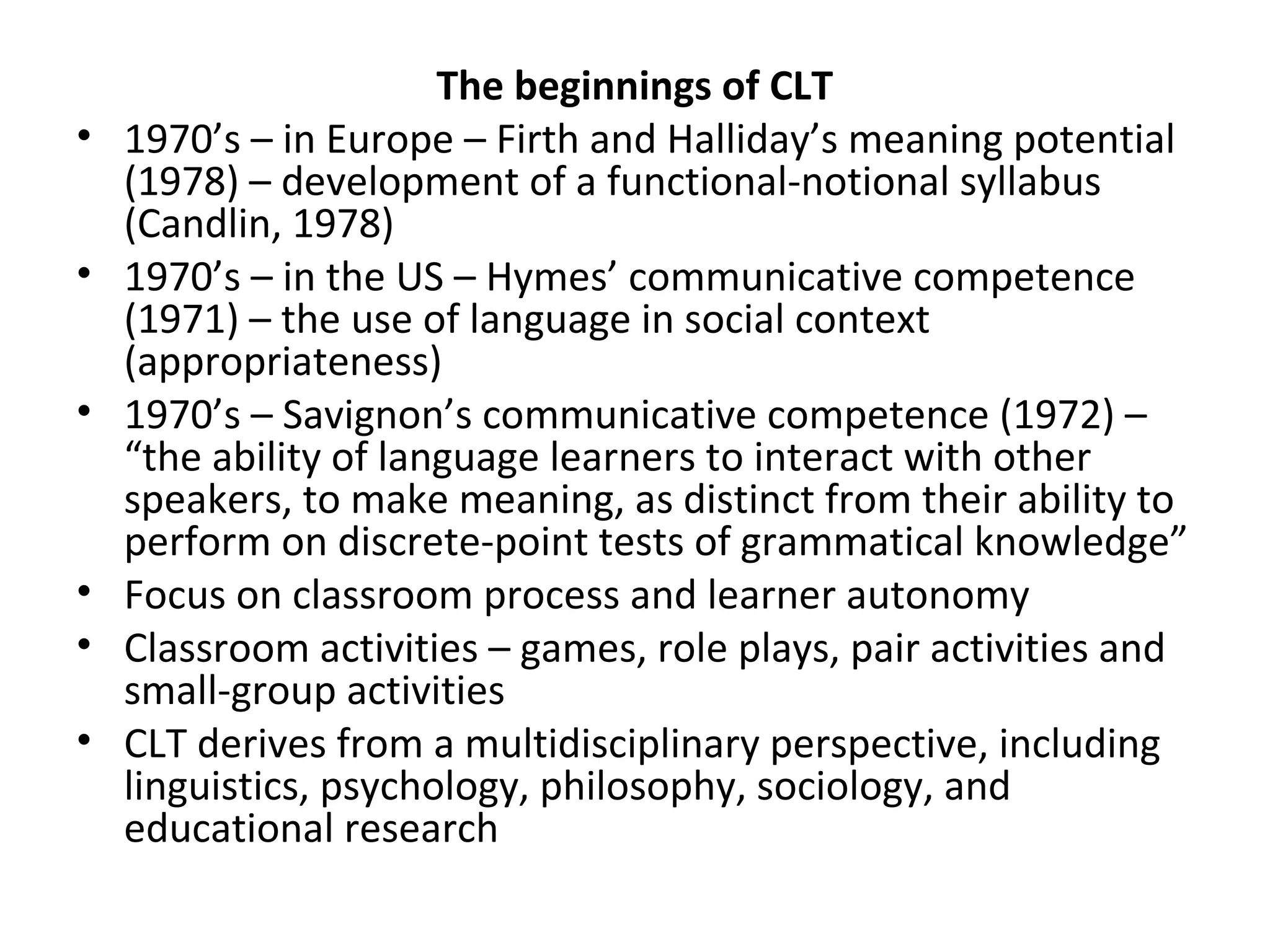 Savignon communicative language teaching - state of the art | PPT