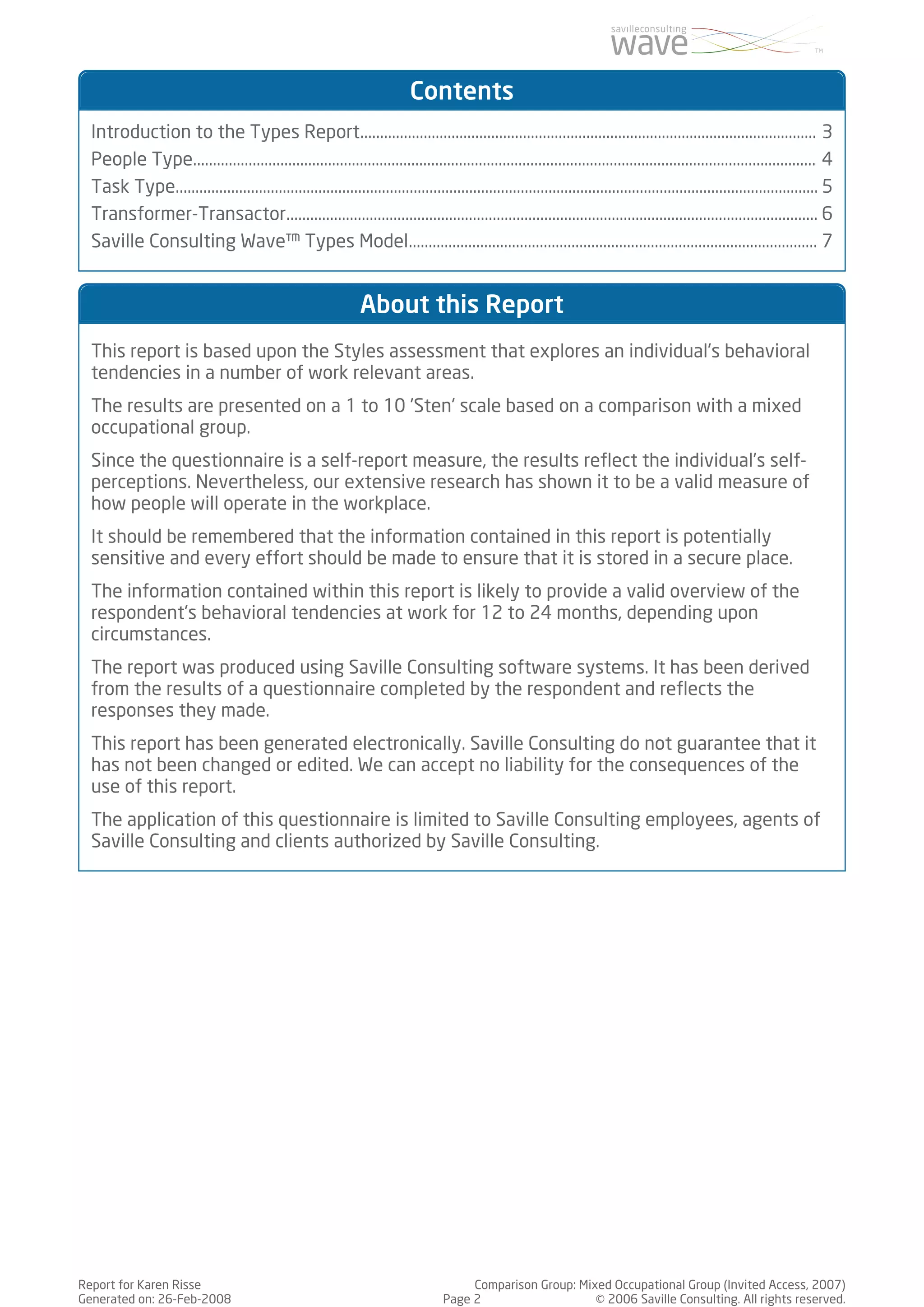 Saville Consulting Wave Assessment | PDF
