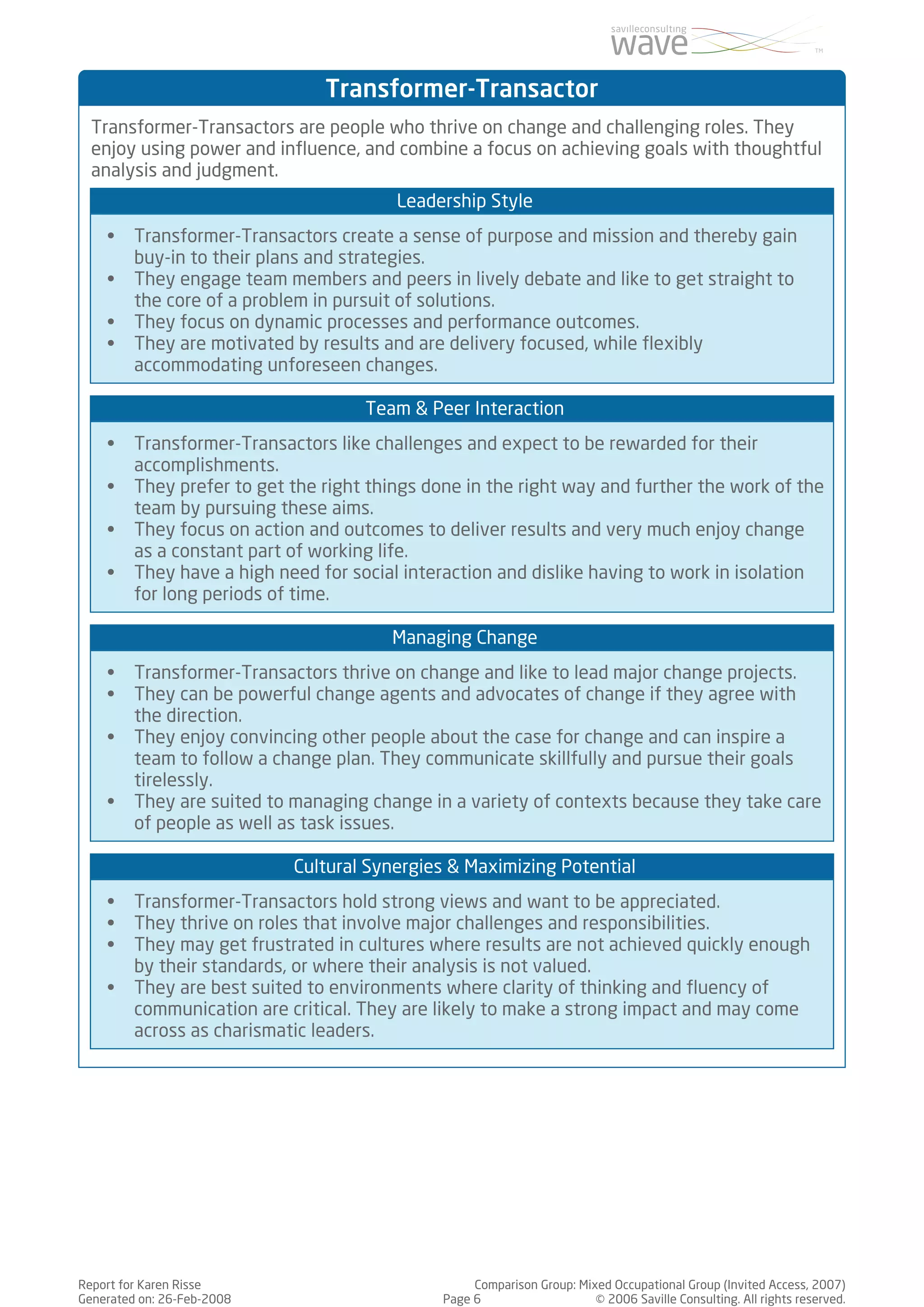Saville Consulting Wave Assessment | PDF