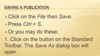 Saving and Opening a Publication | PPSX