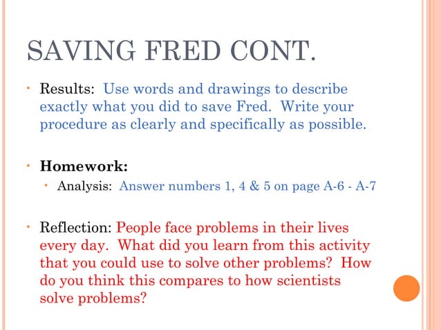 Saving fred | PPT | Science